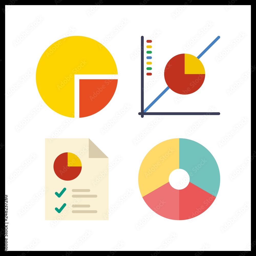 4 chart icon. Vector illustration chart set. pie chart and line graph ...