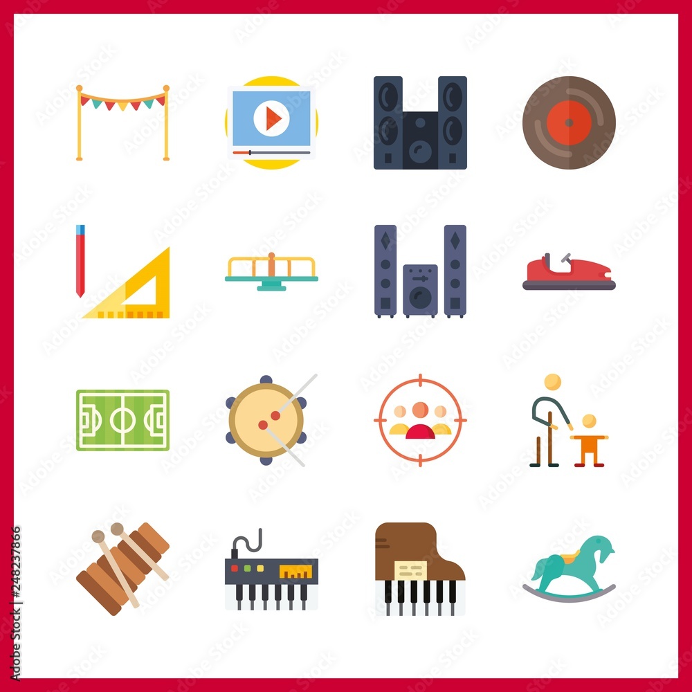 16 play icon. Vector illustration play set. soccer field and sound ...