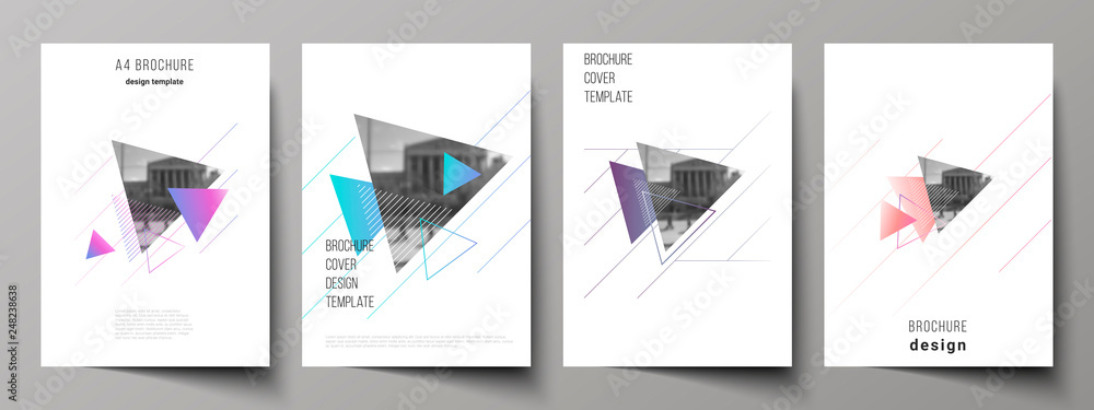 The vector layout of A4 format modern cover mockups design templates ...