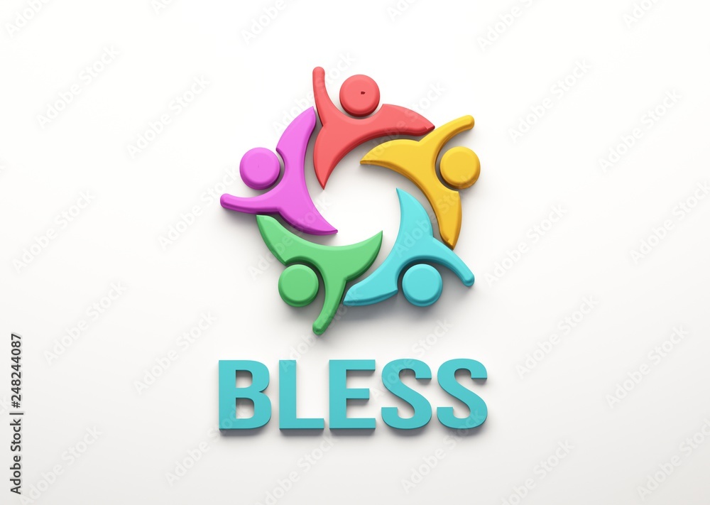 Bless People Group. 3D Render Illustration Stock Illustration | Adobe Stock