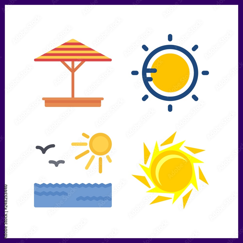 4 sunshine icon. Vector illustration sunshine set. sun and sunshade ...
