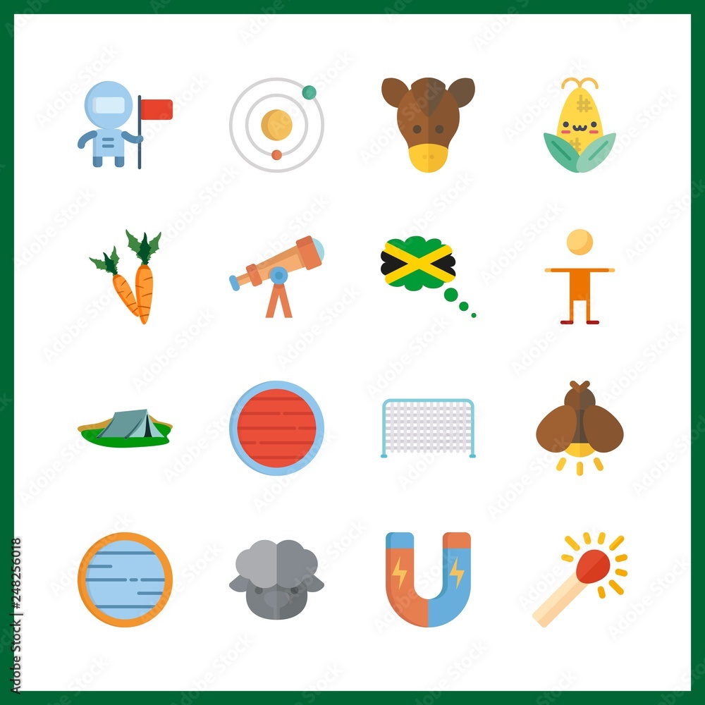 16 field icon. Vector illustration field set. sheep and solar system ...