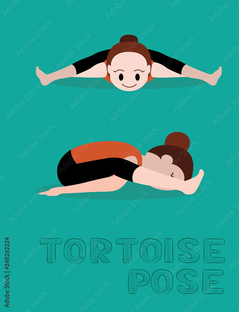 Yoga Tortoise Pose Cartoon Vector Illustration Stock Vector | Adobe Stock