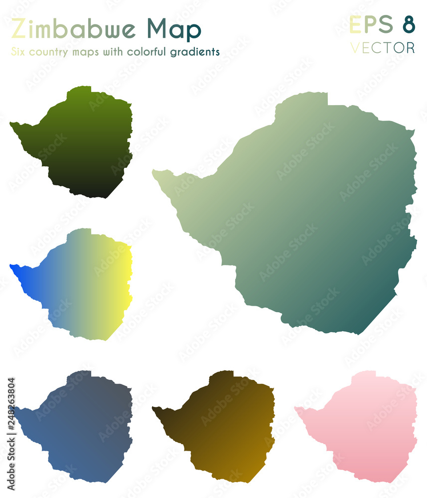 Map of Zimbabwe with beautiful gradients. Amusing set of Zimbabwe maps ...