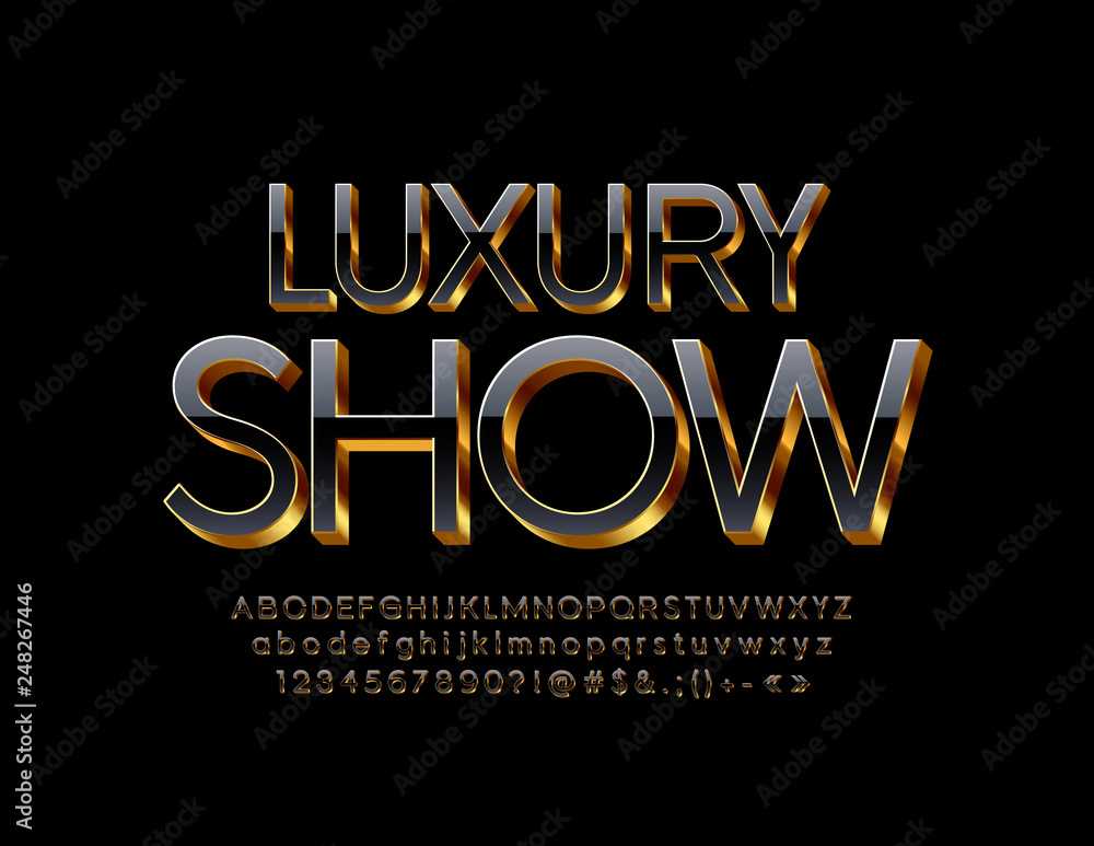 Vector banner Luxury Show with elegant 3D Font. Black and Golden chic ...