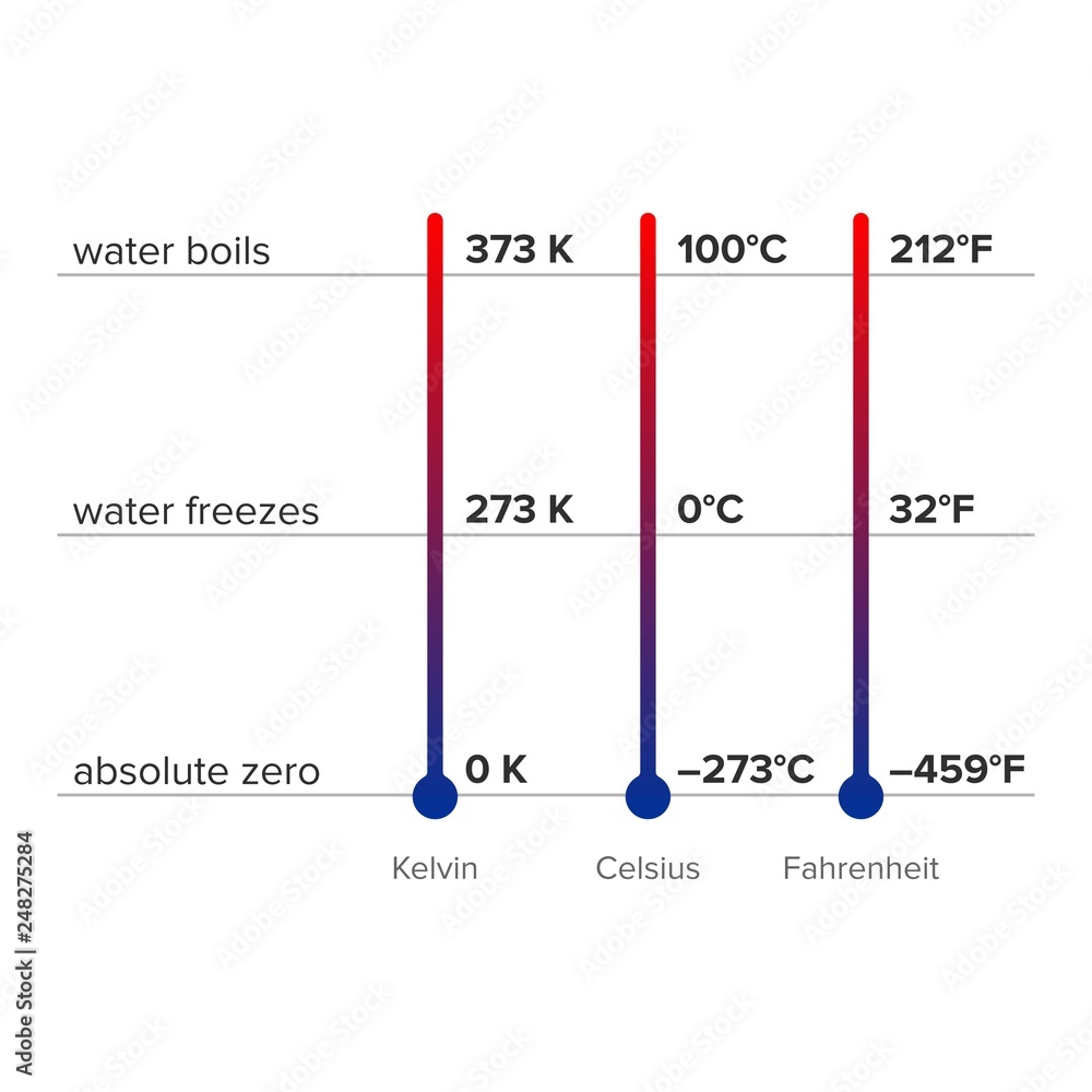 Difference between thermometers and conversion chart - Vector Stock ...