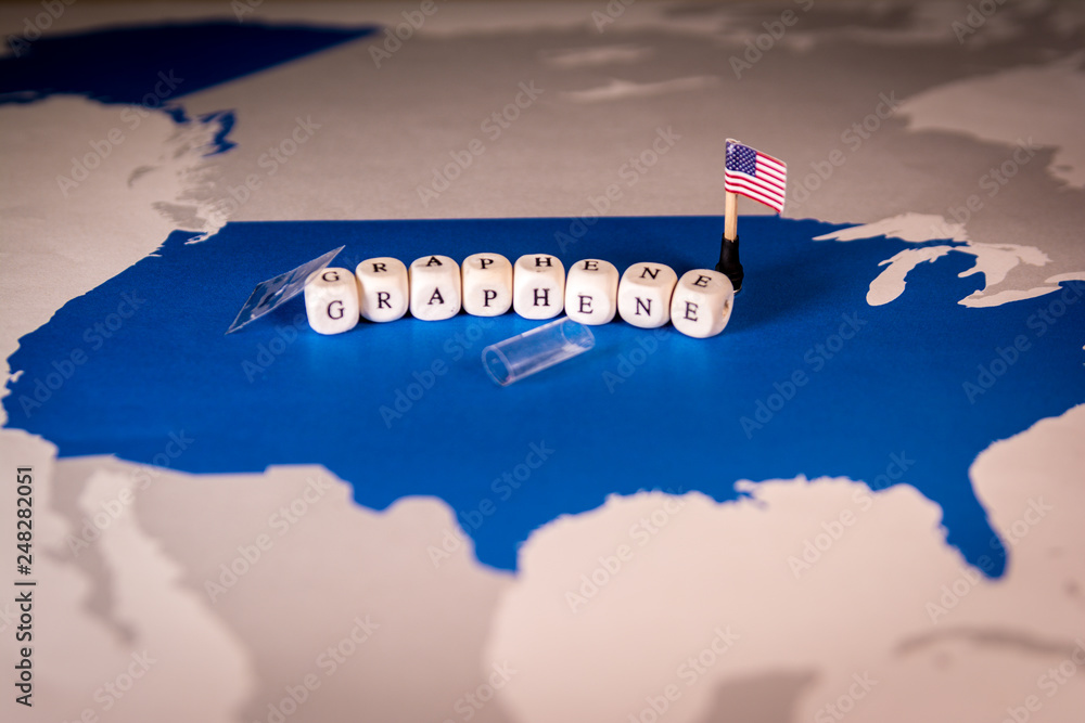 Graphene word over a map of america. Suitable as transparent flexible ...
