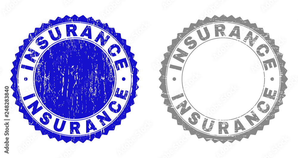 Grunge INSURANCE stamp seals isolated on a white background. Rosette ...