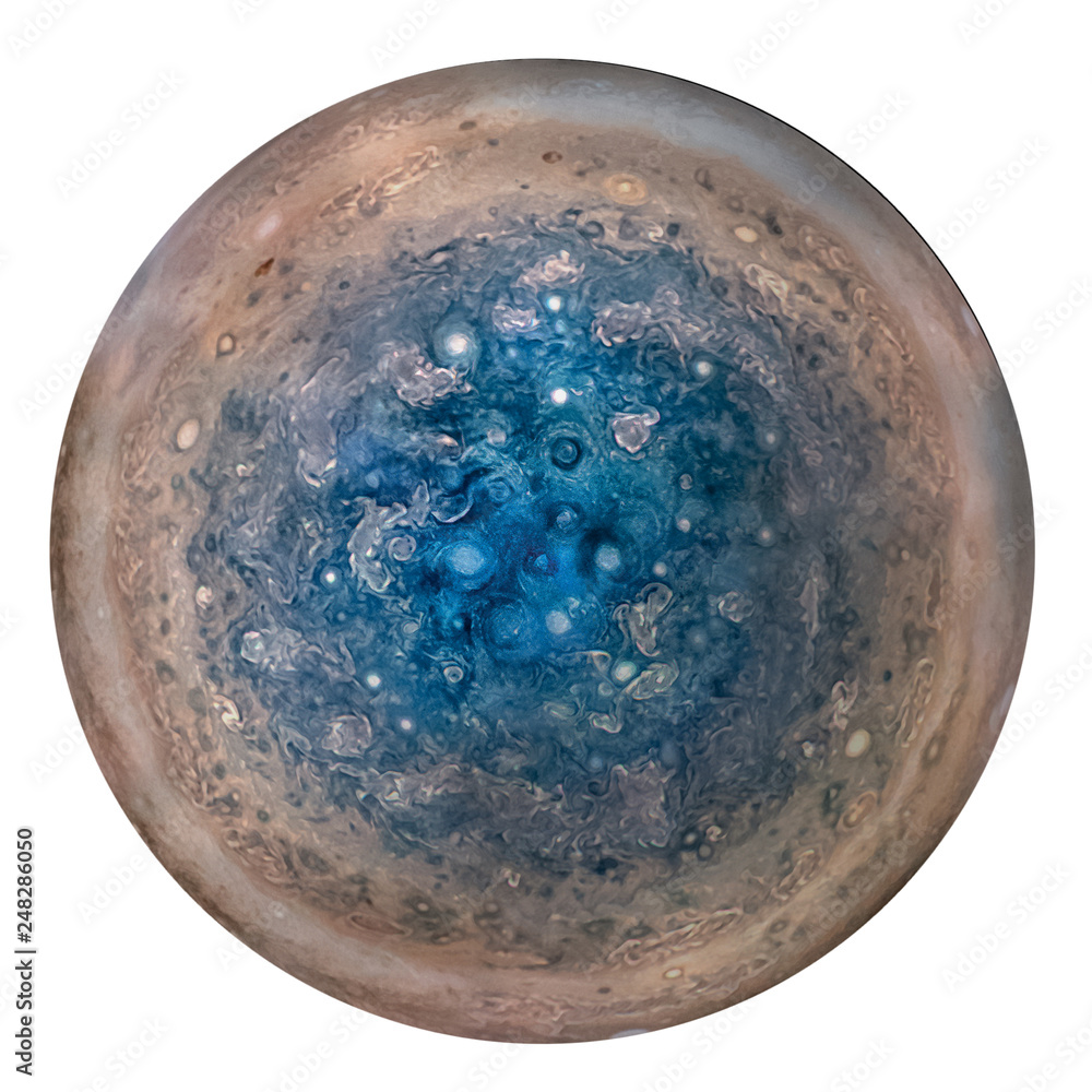 Jupiter’s south pole. Full disk of planet Jupiter globe from space ...