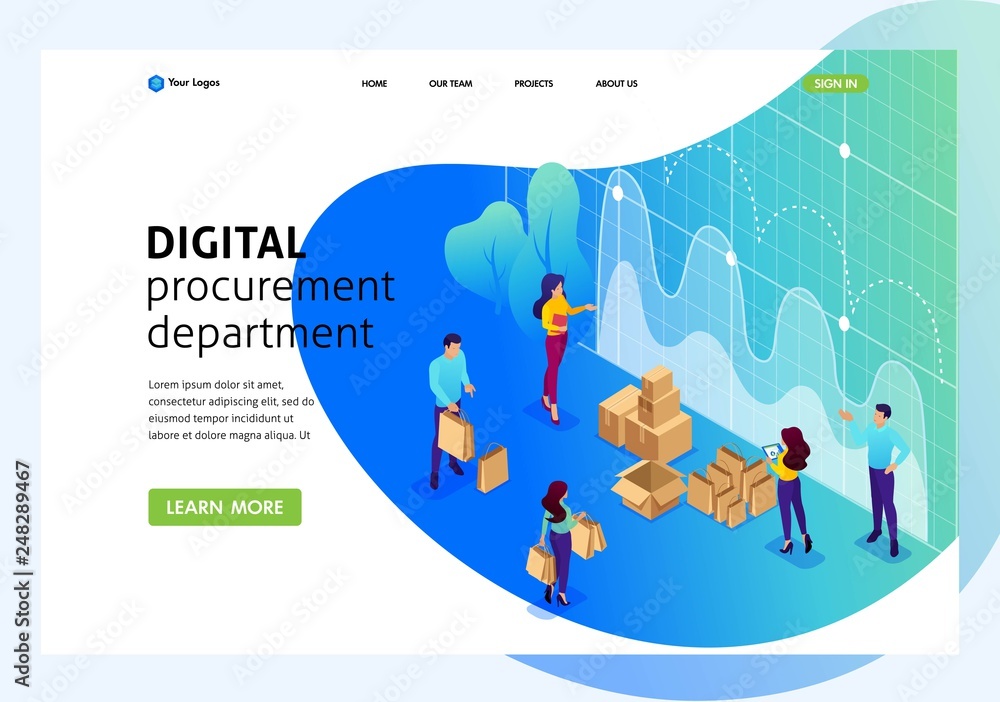 Isometric Digital Procurement, Marketing Research Stock Vector | Adobe ...