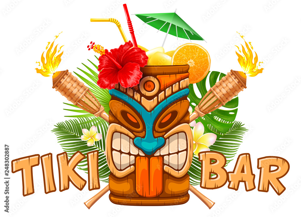 Emblem of Tiki bar Stock Vector | Adobe Stock