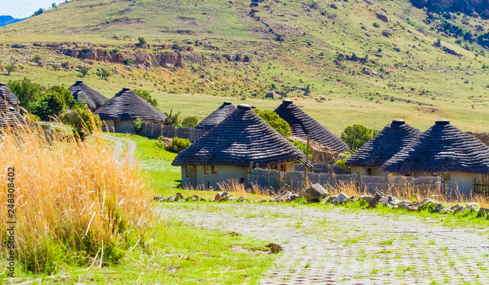 Basotho Cultural Village in Drakensberg Mountains South Africa Stock ...
