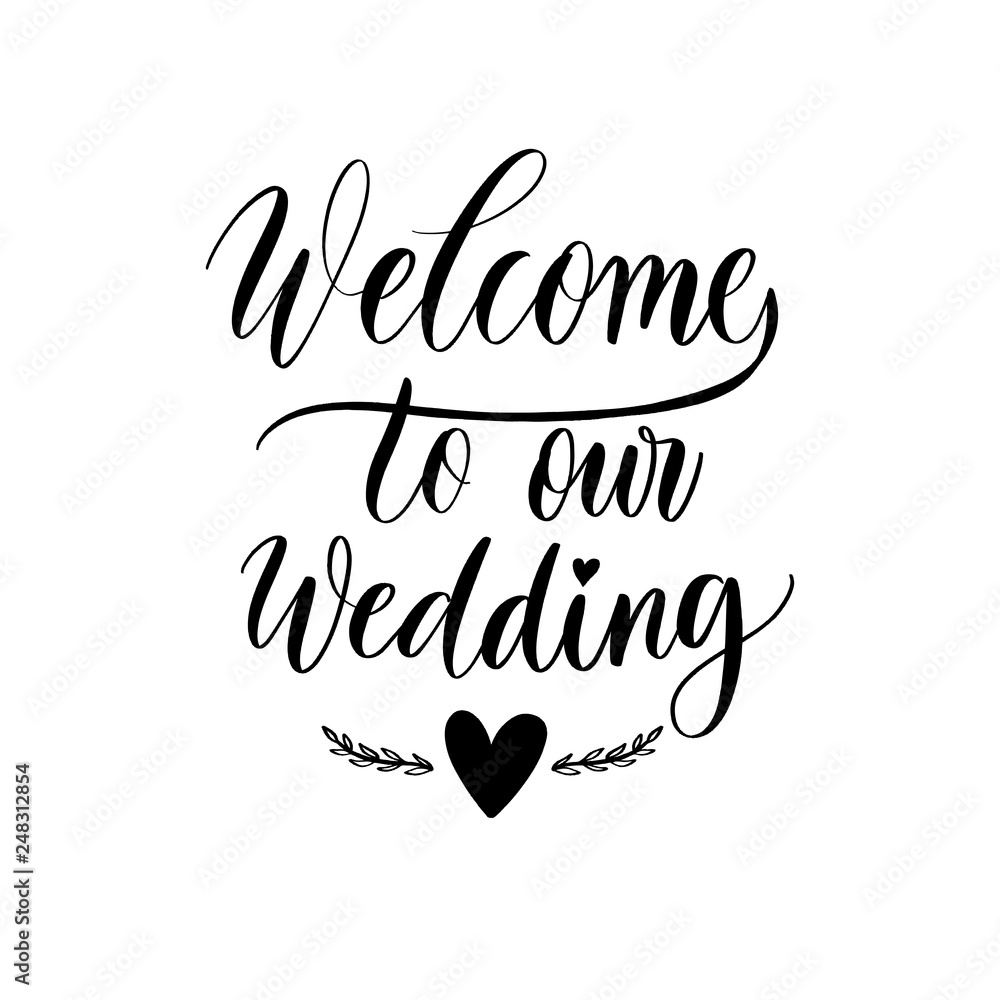 Welcome to our wedding lettering emblem. Hand crafted design elements ...