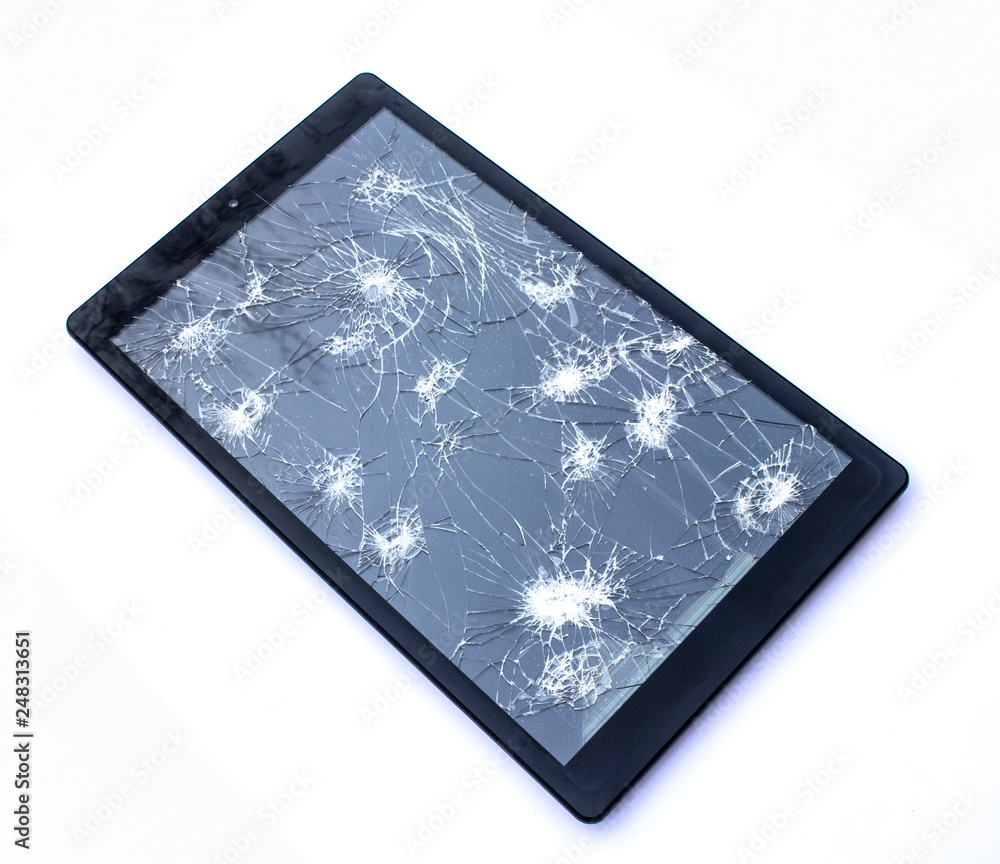 Shattered Broken iPad Tablet Screen On White Background Stock Photo ...