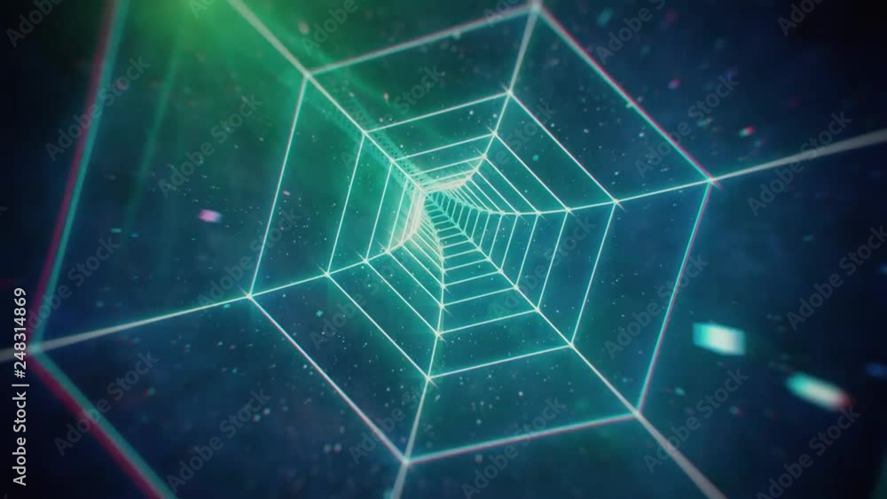 80s Retro Cosmic Hexagon Grid Tunnel. Seamlessly looping animated background. Stock Video ...