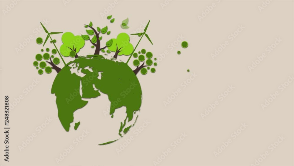 Motion graphic flat animation footage. Hands protect green earth globe ...