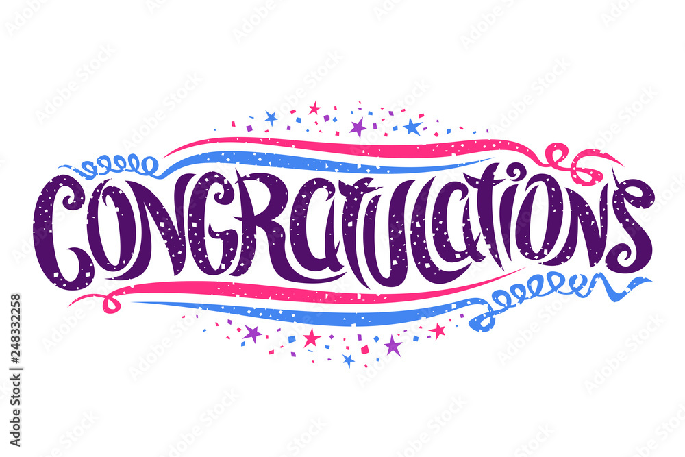 Vector lettering for Congratulations wishes, ornate swirly calligraphic ...