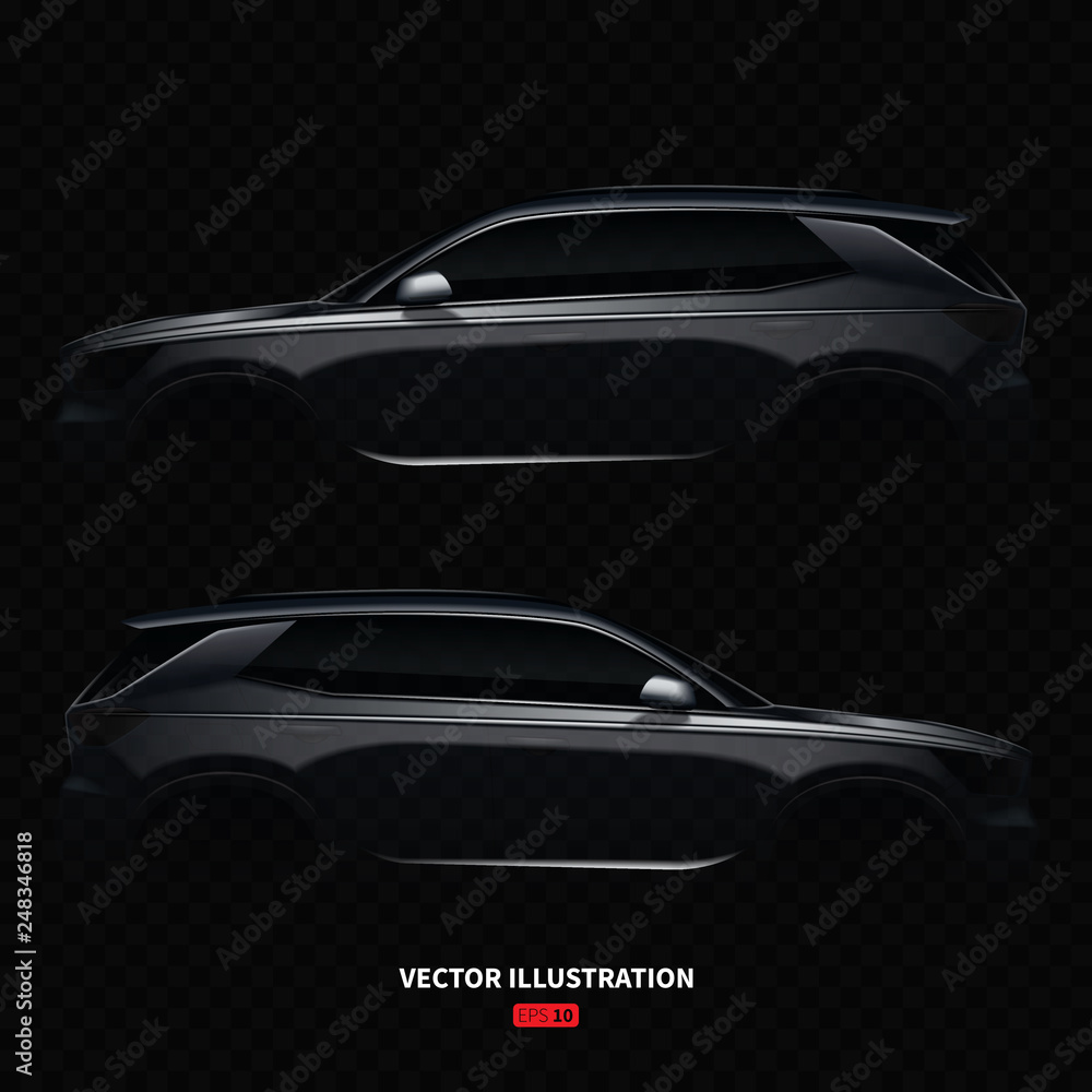 Realistic crossover car silhouette. Vector illustration with side view ...