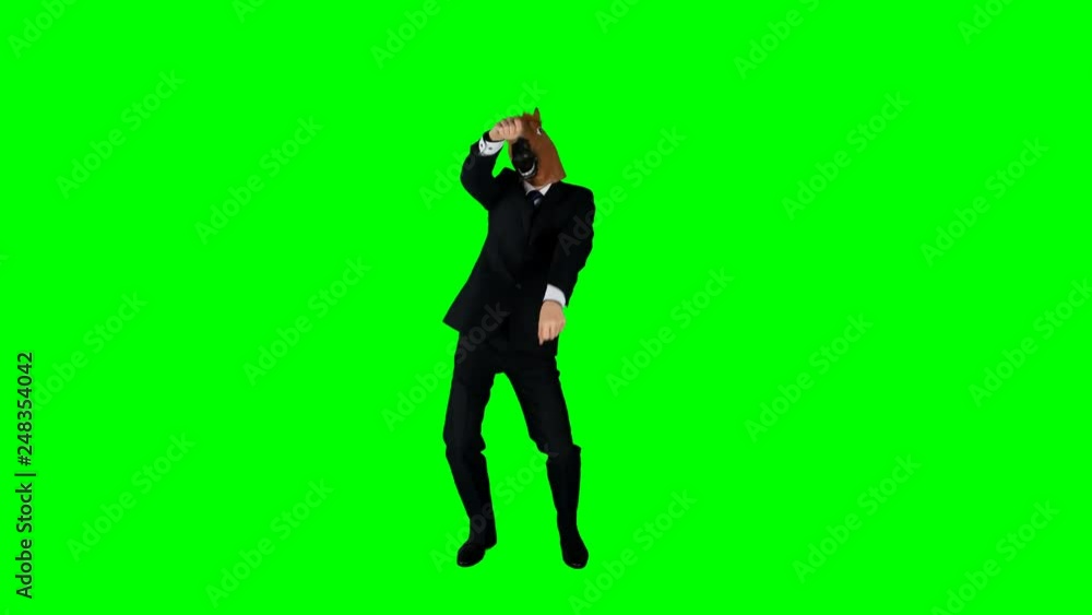 Hilarious Businessman Dancing Ridiculous Fooling Around Horse Mask ...