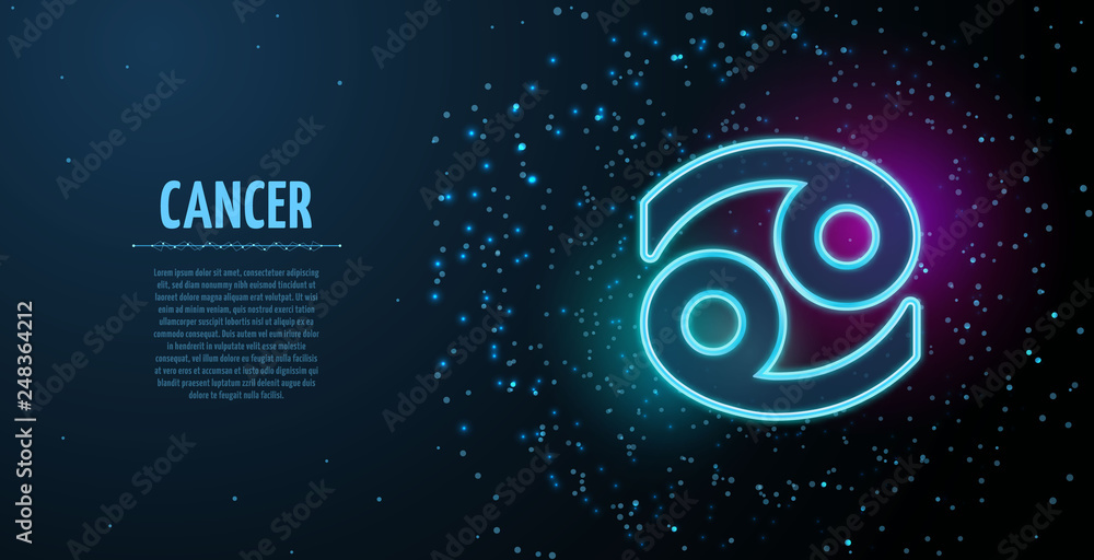 Cancer zodiac symbol vector sign with silhouette. Poster design with ...