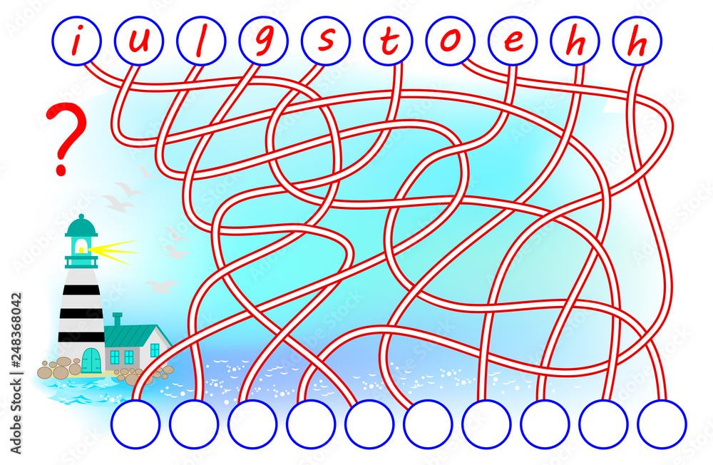 Logic puzzle game for study English. Find the correct places for ...