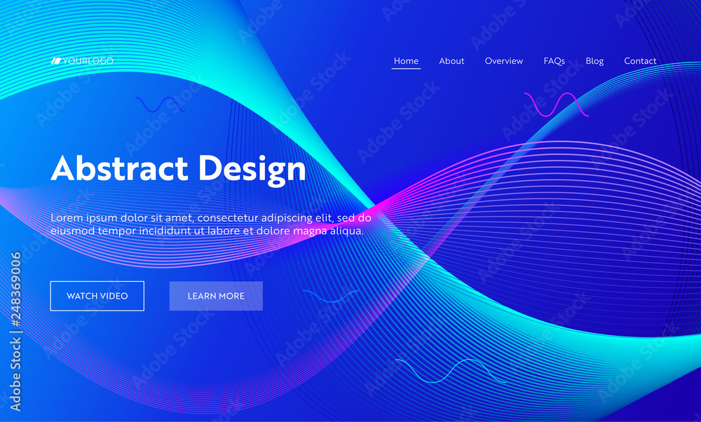 Blue Abstract Geometric Frequency Wave Shape Landing Page Background ...