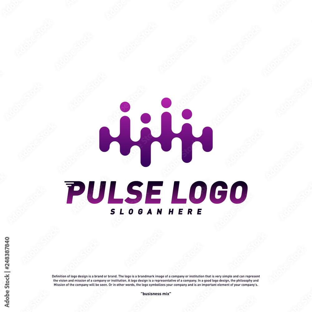 Pulse logo design concept vector. People Beat logo Template Vector ...