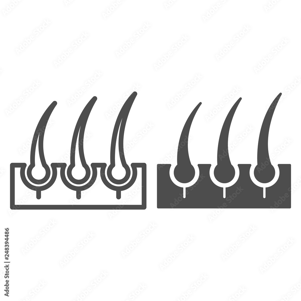 Bristle hair line and glyph icon. Shaving vector illustration isolated ...