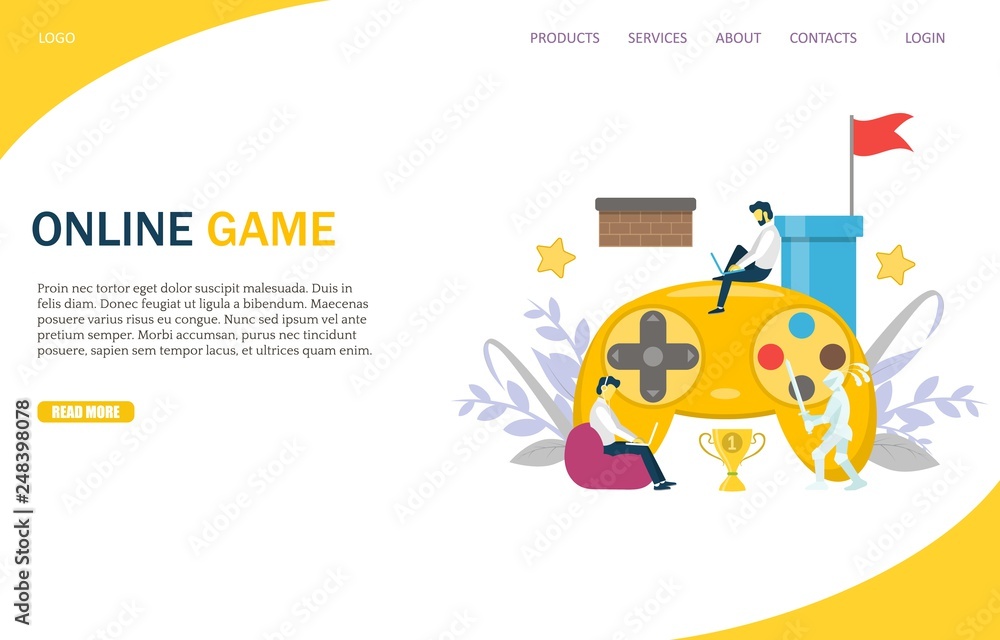 Online game vector website landing page design template Stock Vector ...