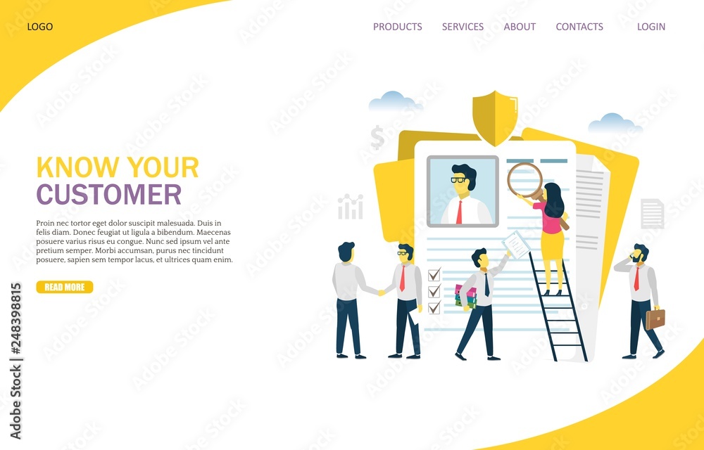 Know your customer vector website landing page design template Stock ...
