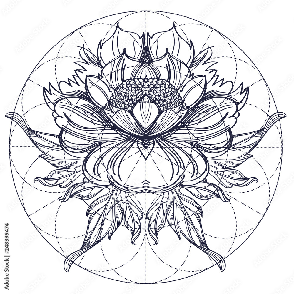 Elegant element of a stylized flower with smooth lines. Stylized floral ...