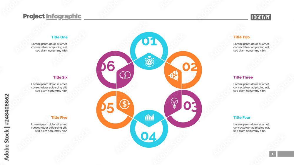 Hexagon Chart Slide Template Stock Vector | Adobe Stock