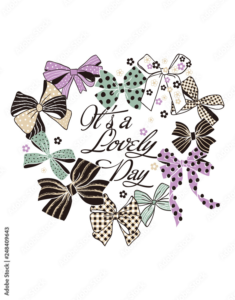 cute bows print design for invitation, greeting card,clip art vector ...