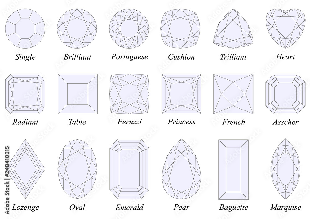Eighteen various diamond cut diagrams with titles Stock Vector | Adobe ...