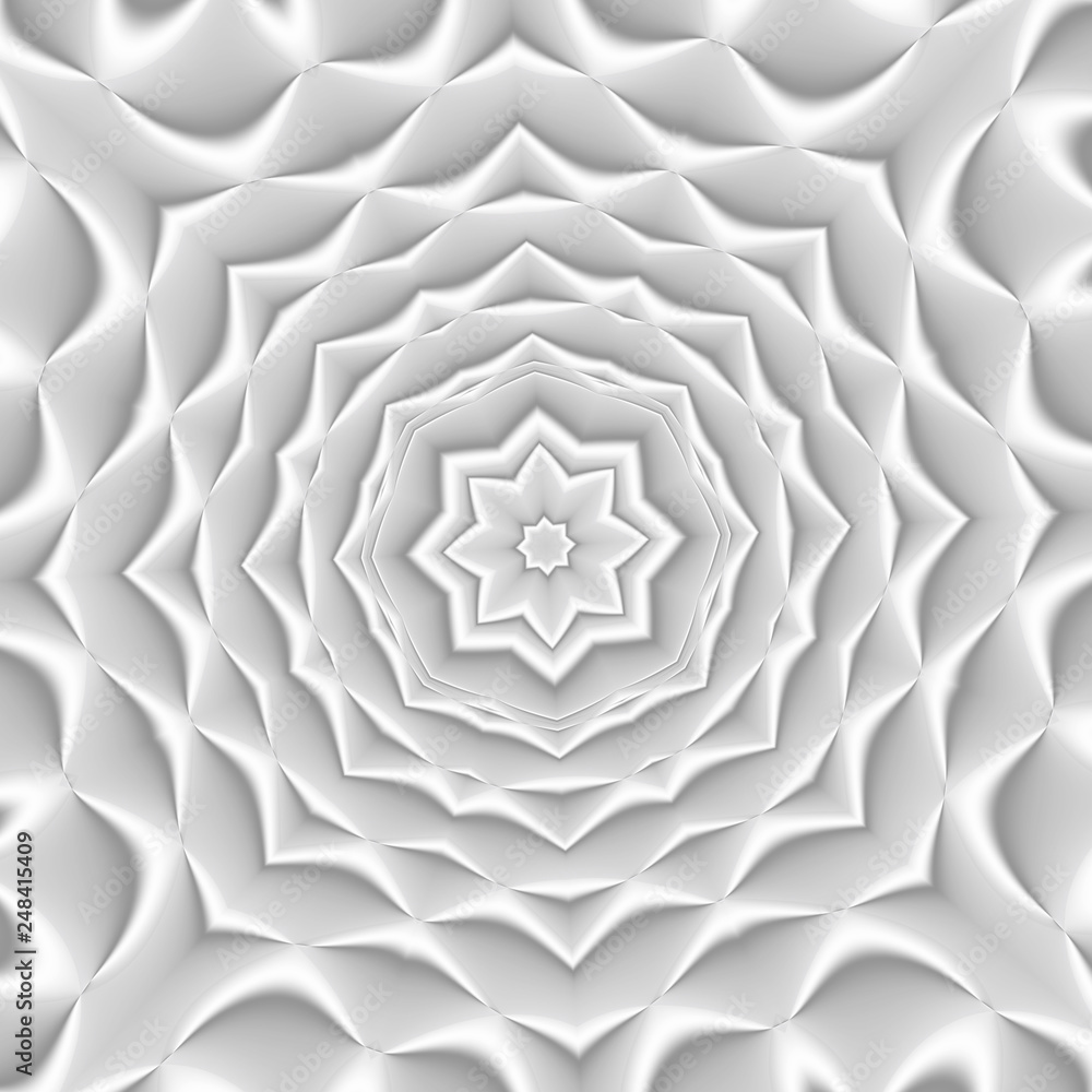 White and light grey futuristic flower pattern. Monochromatic design ...