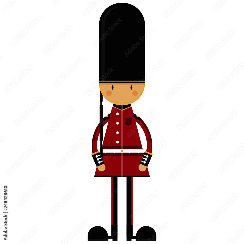 Cute Cartoon British Queen’s Palace Guard Stock Vector | Adobe Stock