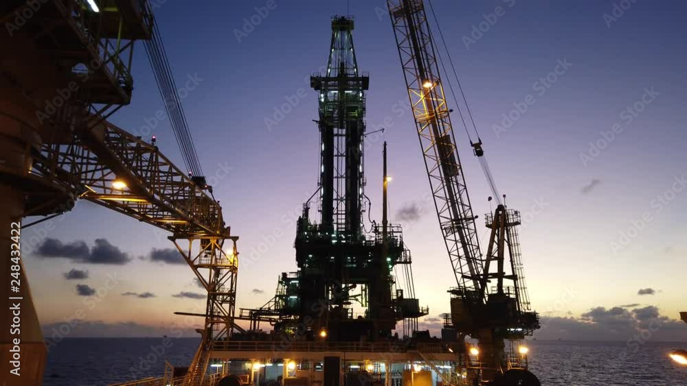 Derrick of Tender Assisted Drilling Oil Rig (Barge Oil Rig) on The ...