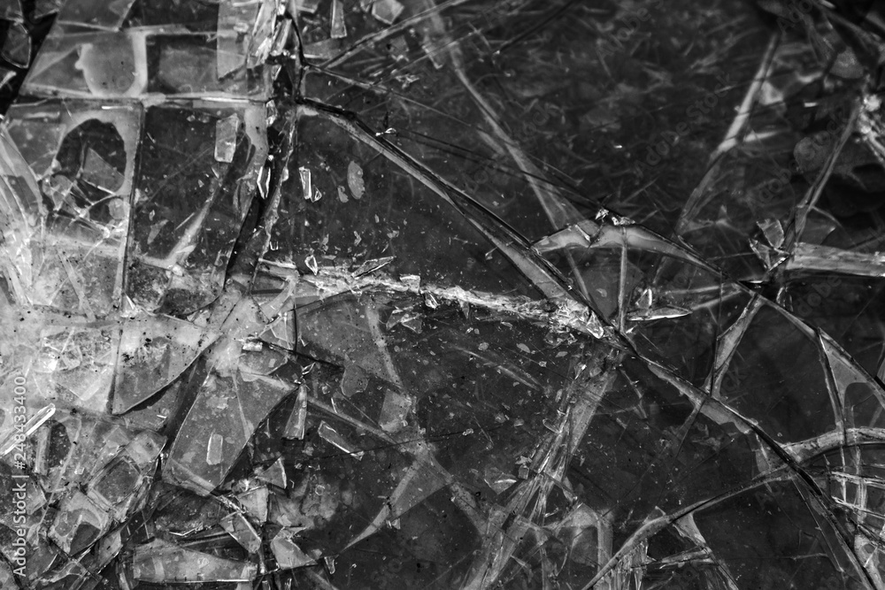 Texture broken glass. Abandoned broken after an accident car windshield ...