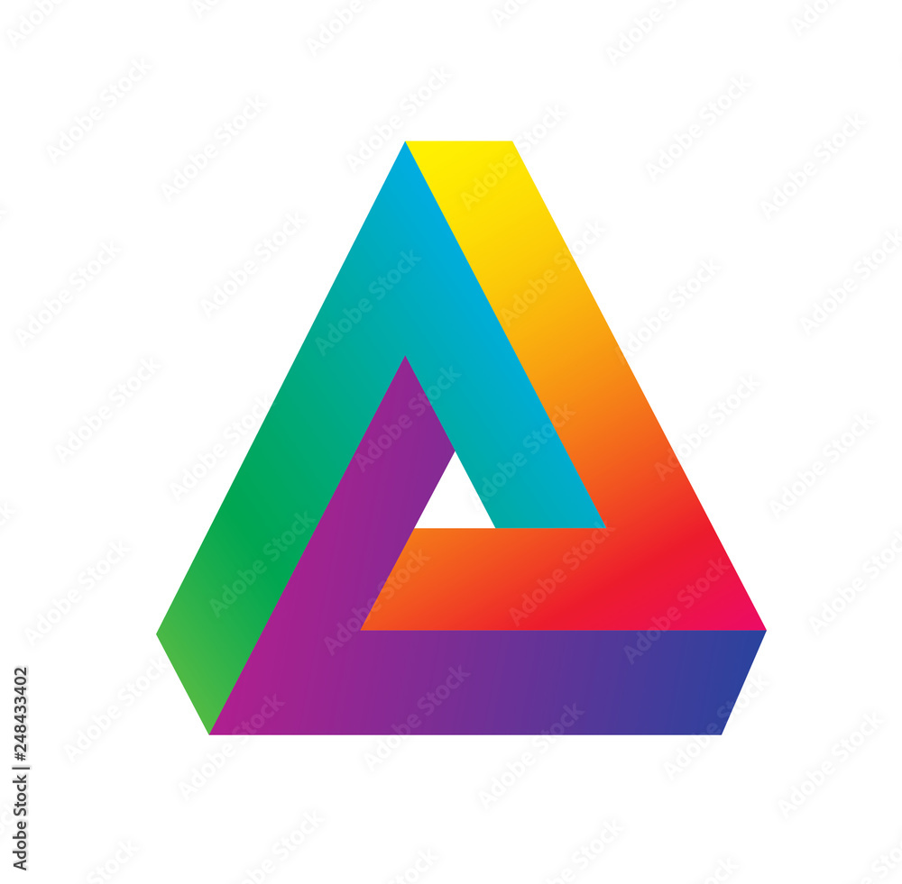 Triangle logo isometric, infinity sharp corner geometric shape illusion ...