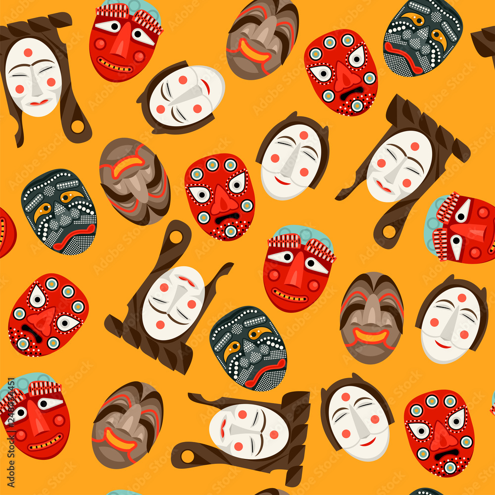 Wooden Hahoe masks (Hahoetal). Traditional ritual Korean mask dance ...