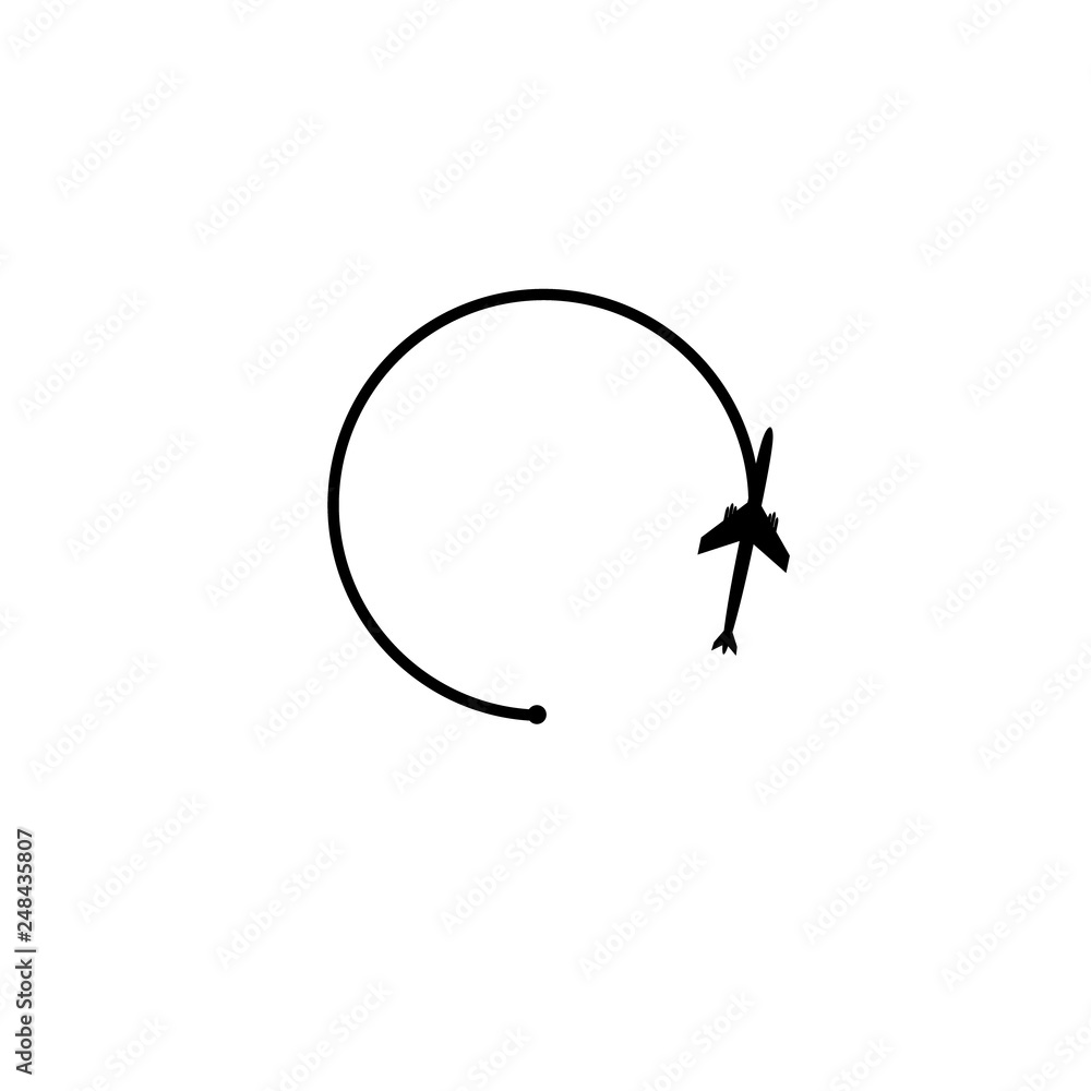 Airplane travel concept. The plane from the starting point and the ...