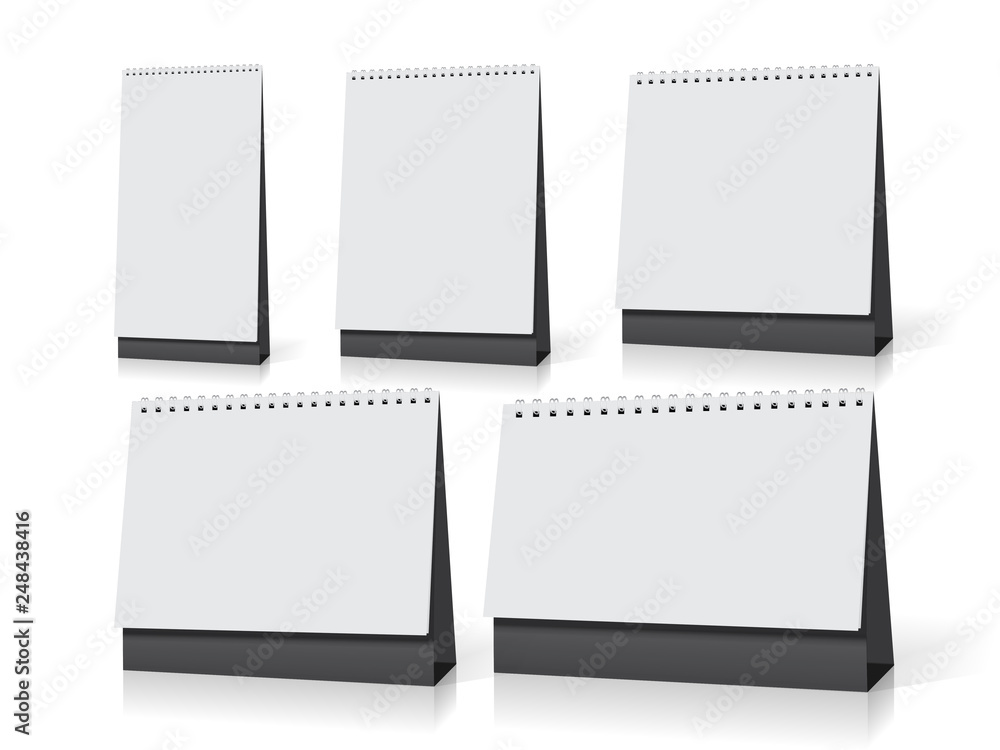 paper desk spiral calendar mockup vector template Stock Vector | Adobe ...