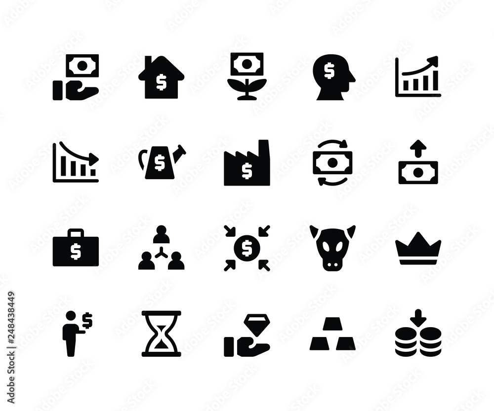 Simple Set of Investment Related Vector Glyph Icons. Contains such ...