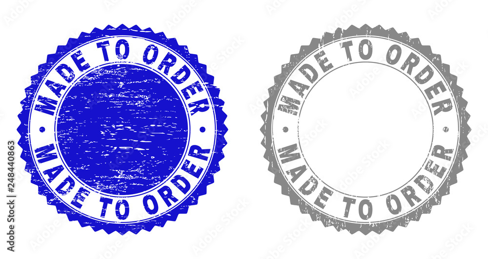 Grunge MADE TO ORDER stamp seals isolated on a white background ...