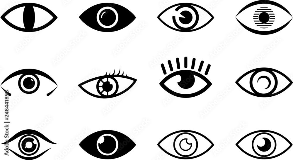 Eyes and eye icon set vector collection. Eye designs over white ...