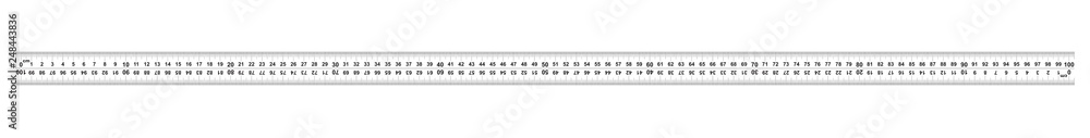 Ruler 100 centimeter. Ruler 1000 mm. The direction of marking on the ...