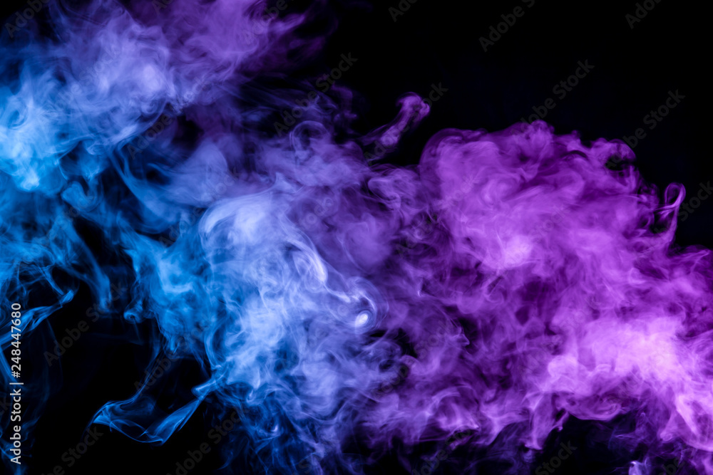 Translucent, thick smoke, illuminated by light against a dark ...