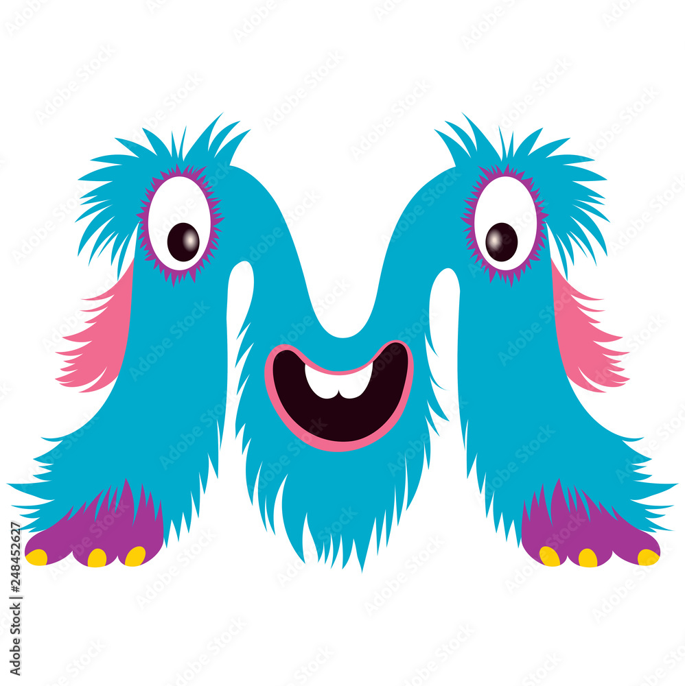 Cartoon capital letter M from monster alphabet Stock Vector | Adobe Stock