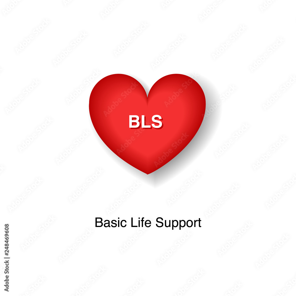 BLS Basic Life Support logo Symbol vector illustration heart icon with ...