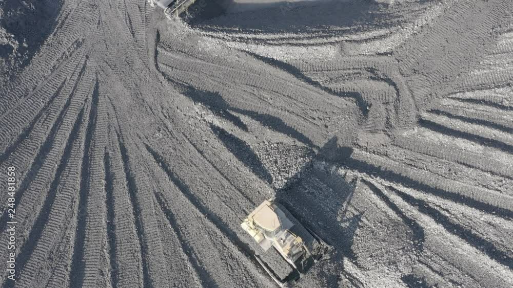 Open pit mine. Aerial view of extractive industry for coal. Top view ...